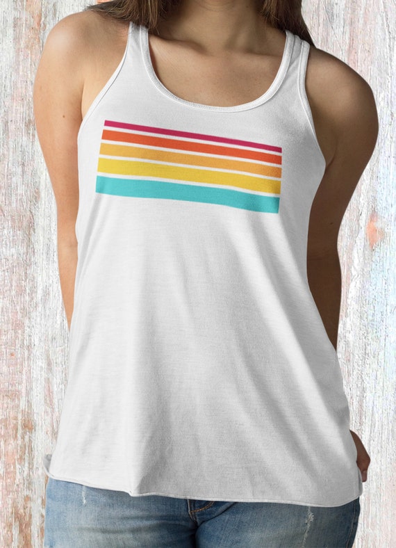 Retro Striped Tank 70s Style Tank Top Womens Graphic Tanks - Etsy