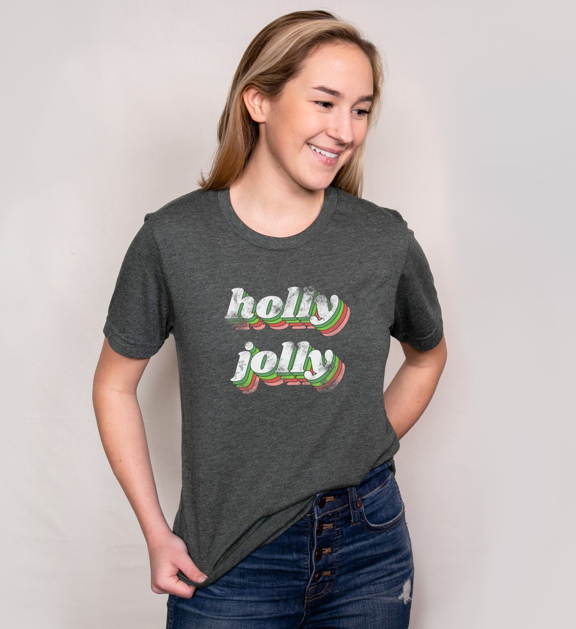Retro Christmas Shirts Holly Jolly Shirt Christmas Graphic | Etsy