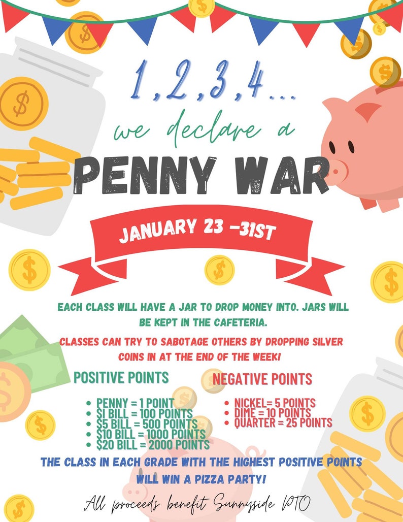 PTO Templates | Penny Wars Flyer | Printable Instant Download ...