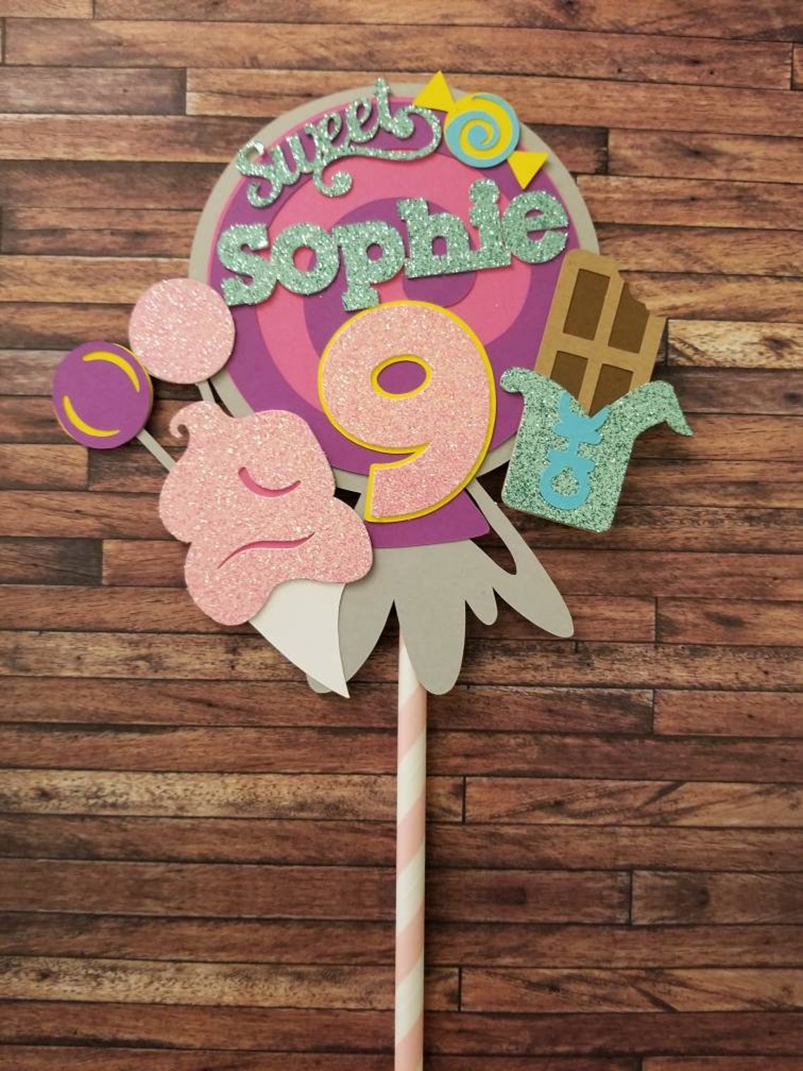 Candy Theme Cake Topper | Etsy