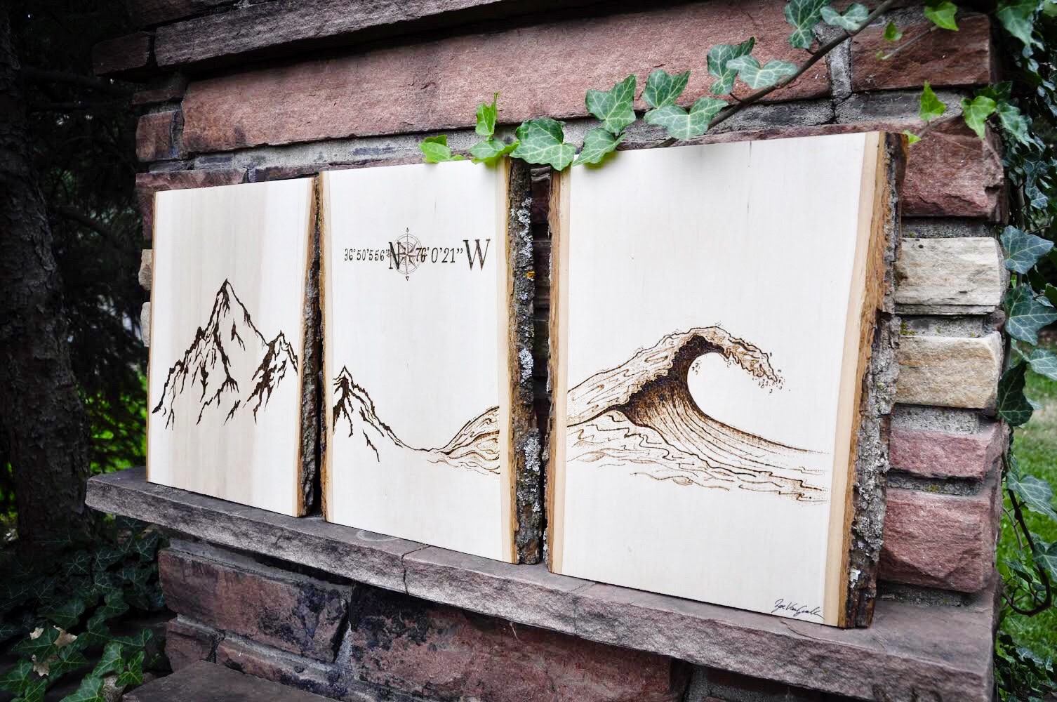 Custom-made 3 Panel Wood Burned Wall Decor - Etsy
