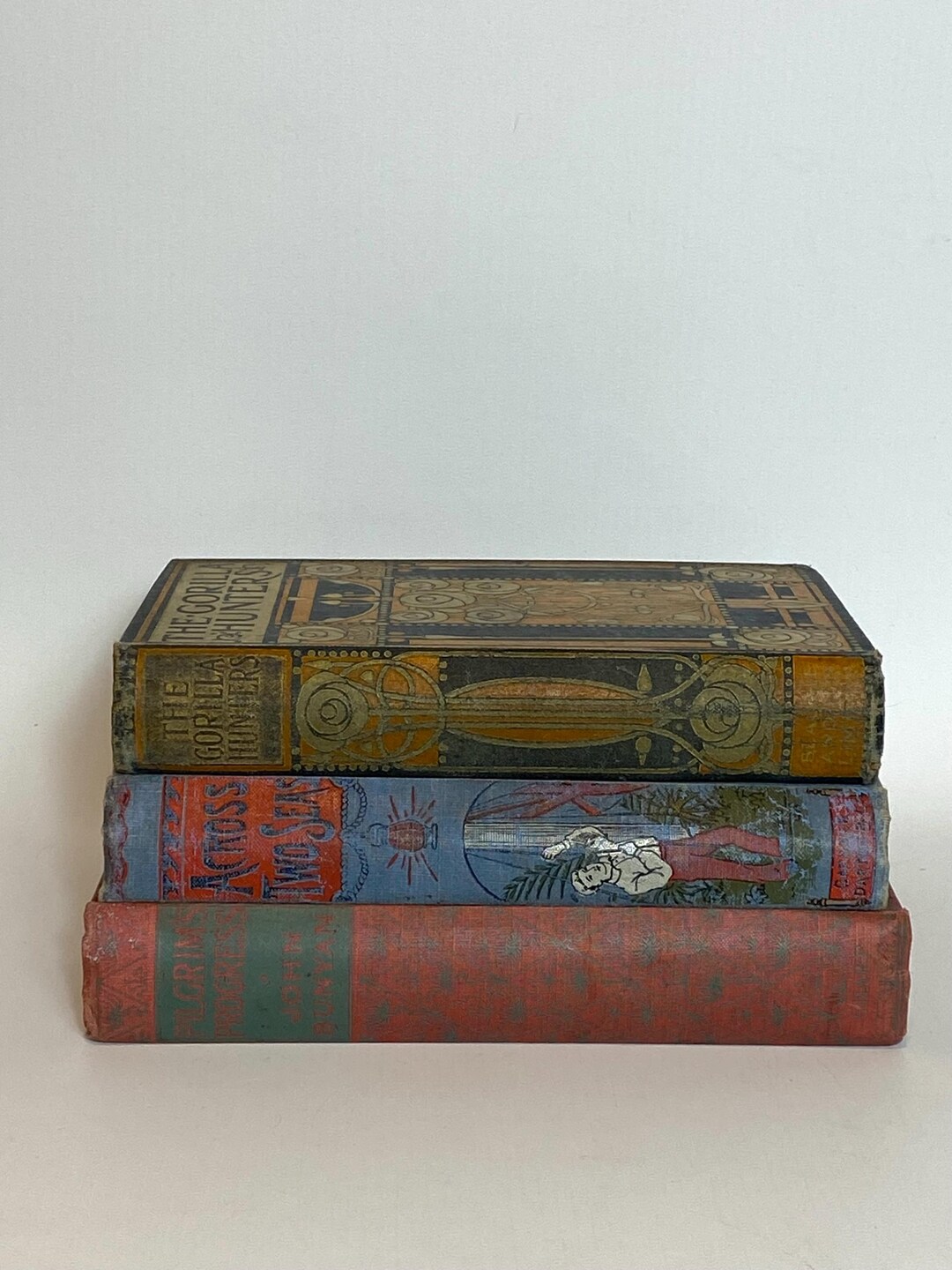 Antique Book Bundle Old Books Decorative Book Set Vintage Prop Display ...
