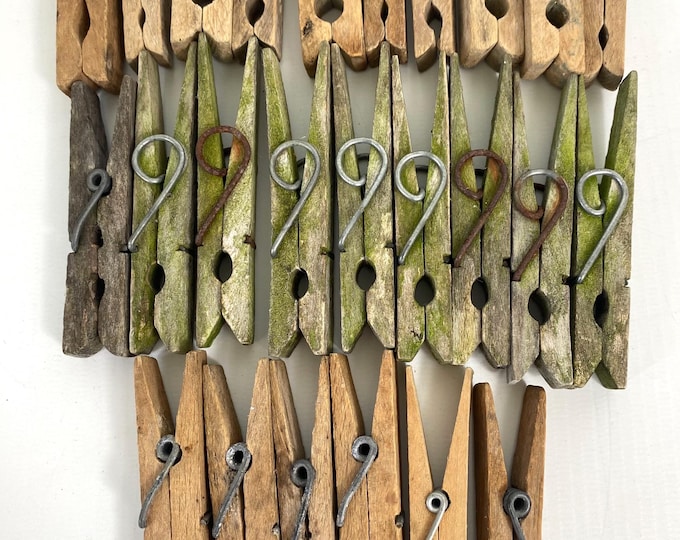 Vintage Clothes Peg Set - Old Clothes Pegs - Rustic Laundry Pegs - 25 ...