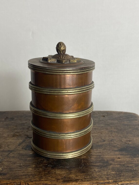 Antique French Copper & Brass Jewellery Box - Spice J… - Gem