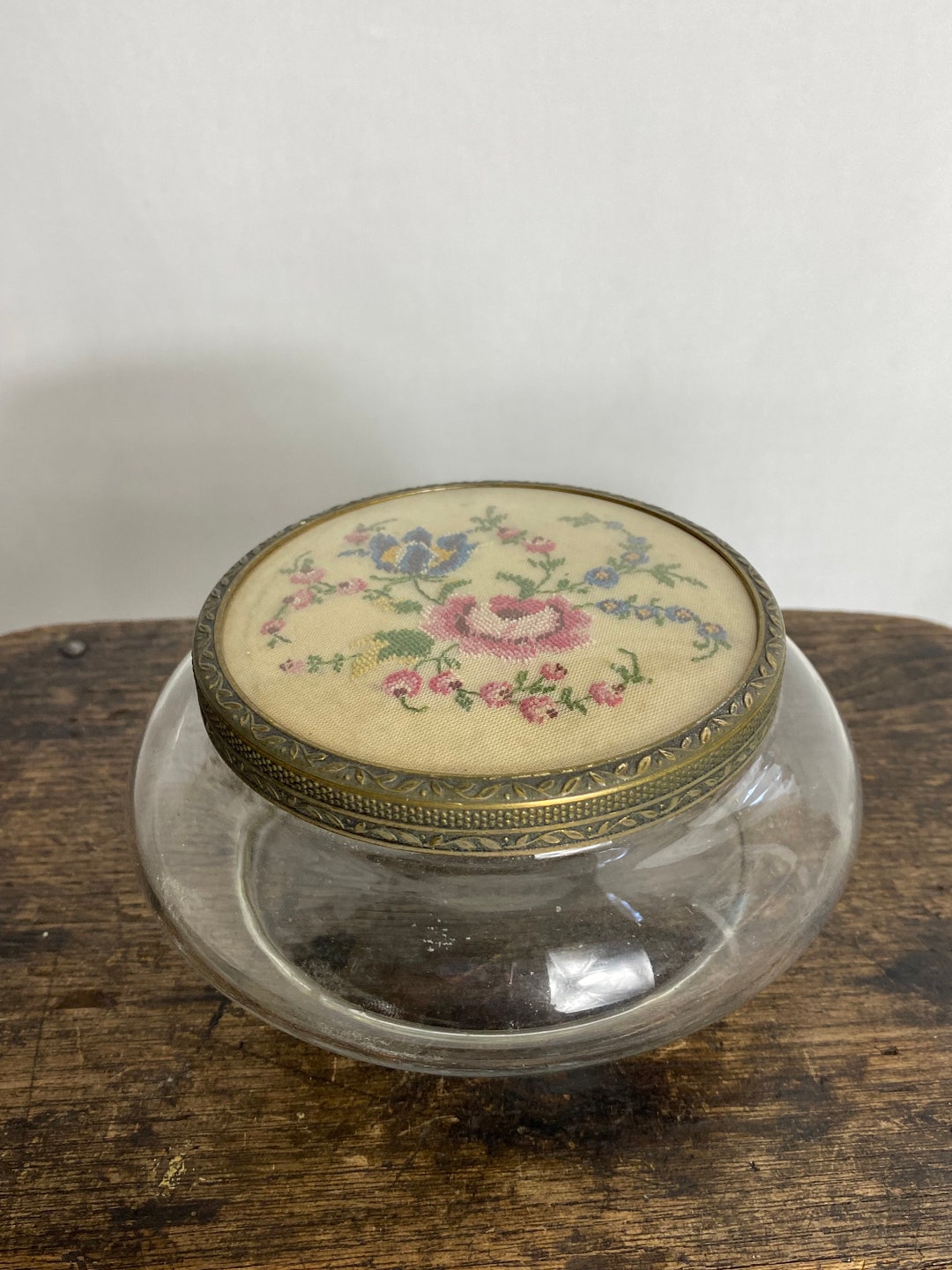 Vintage Powder Pot Dressing Table Pot Trinket Pot Glass - Etsy