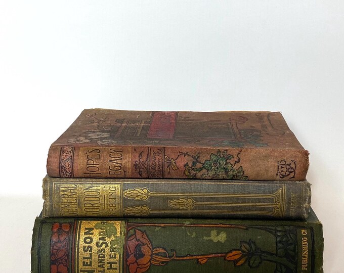 Antique Book Bundle - Old Books - Decorative Book Set - Vintage Prop ...
