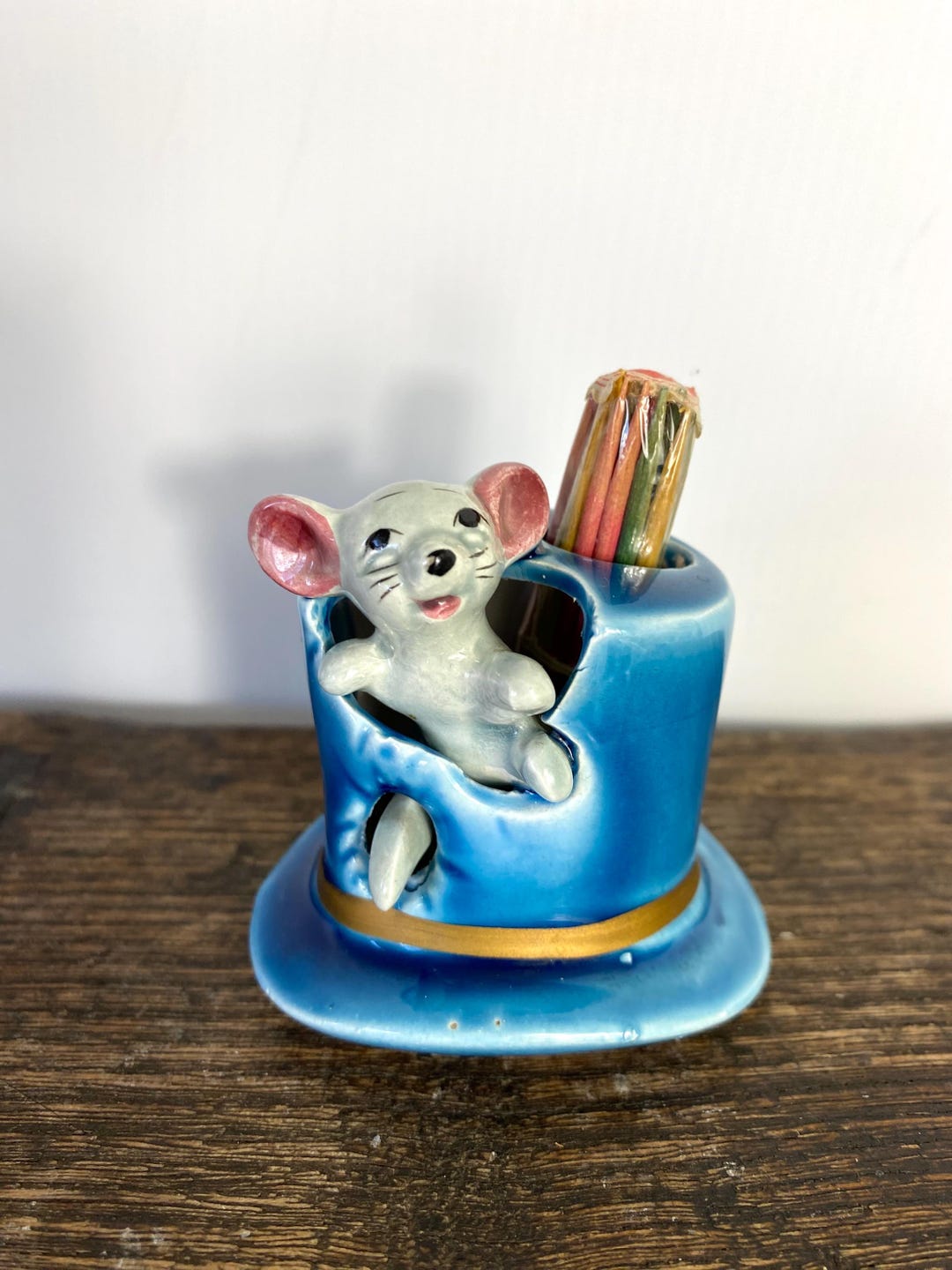 Vintage Kitsch Mouse in Hat: Japanese Cocktail Stick Holder - Etsy
