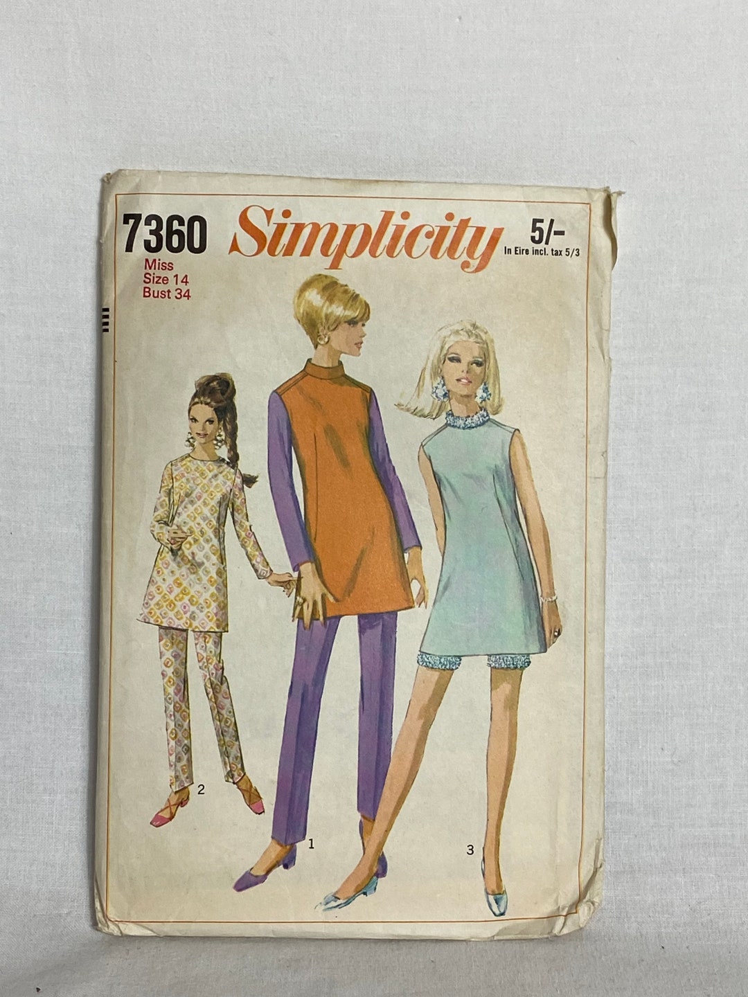 Vintage Sewing Pattern 1967 Simplicity 7360 Ladies Dress Mini Dress ...