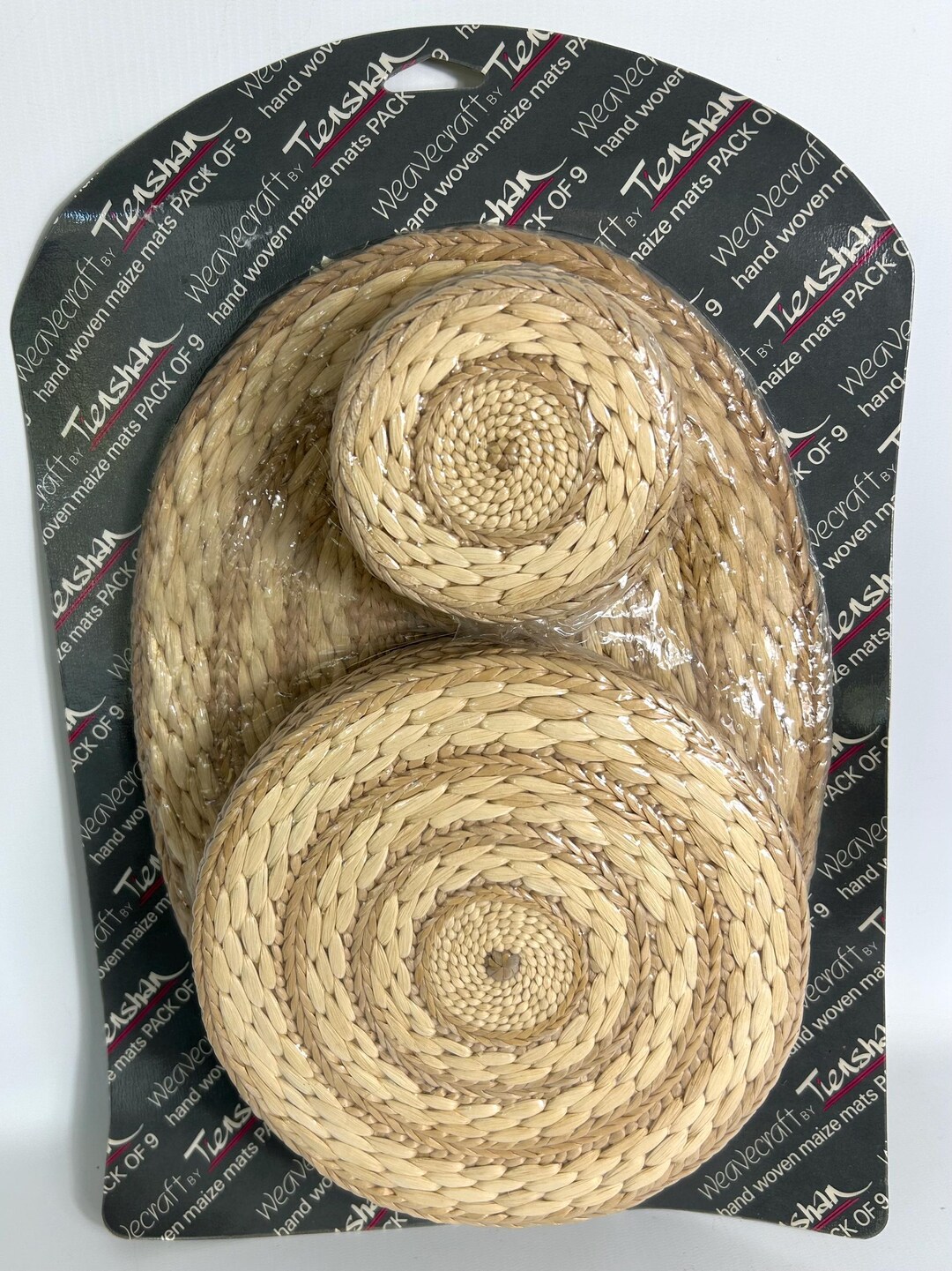 Vintage Woven Raffia Placemats - Set of 9 Table Mats & Coasters / 1970s ...