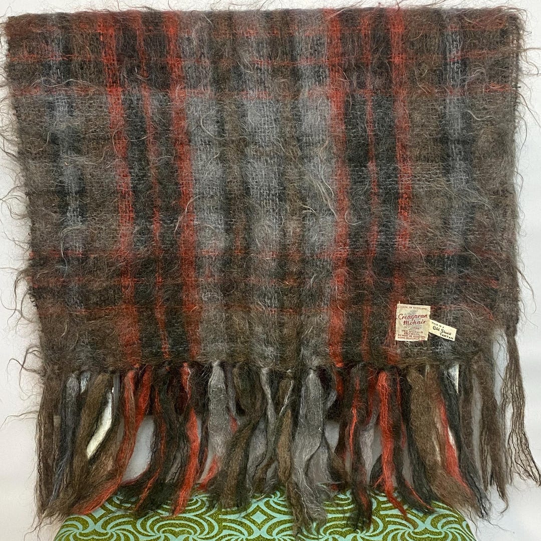 Vintage Mohair Scarf Mid Century Scottish Creagaran Mohair Shaggy Wool ...