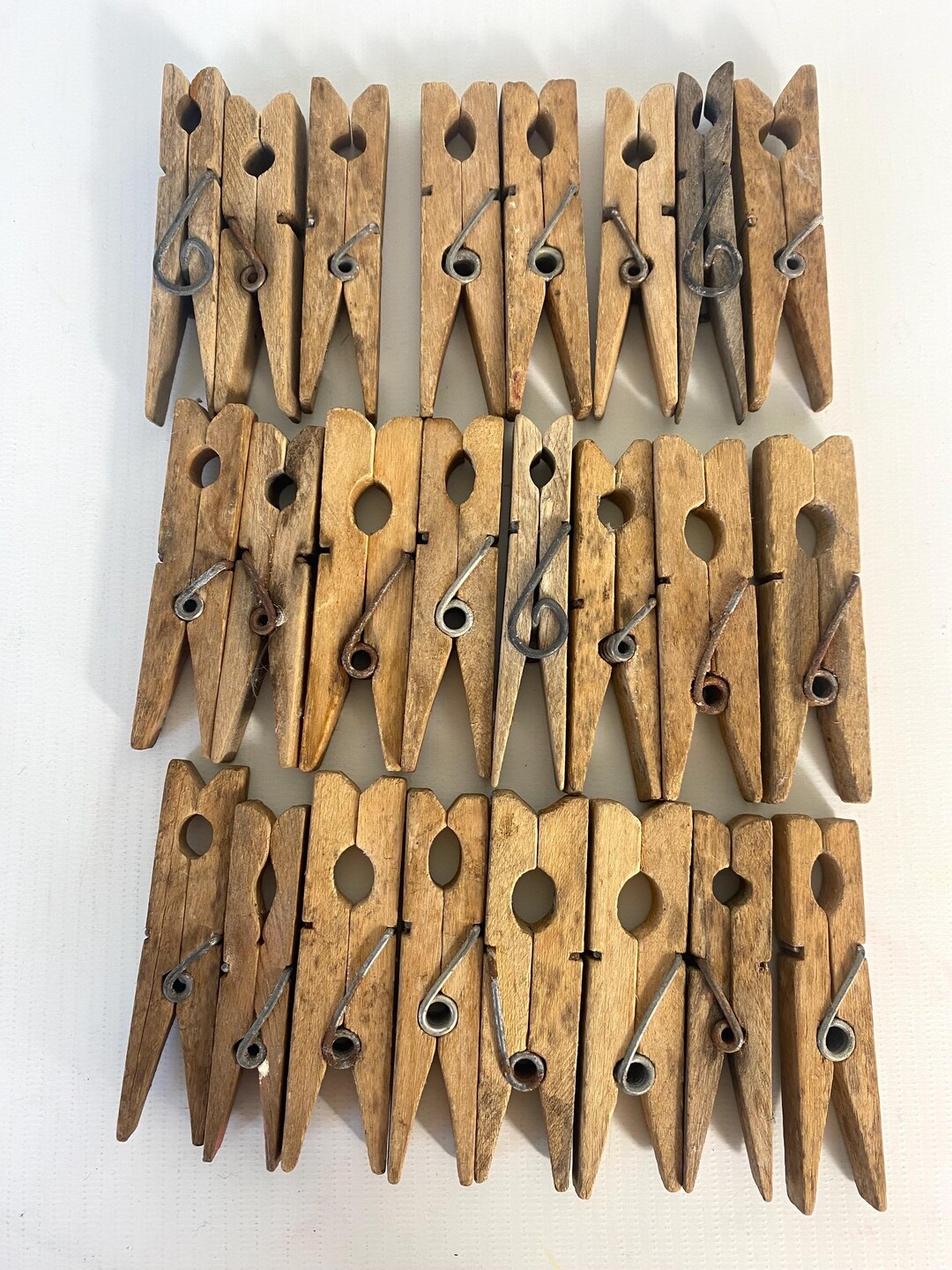 Vintage Clothes Peg Set - Old Clothes Pegs - Rustic Laundry Pegs - 24 ...