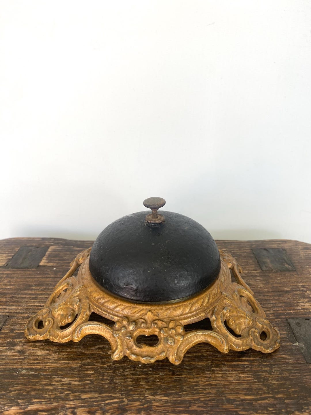 Antique Brass Desk Bell - Reception Bell - Dinner Bell - Shop Bell ...