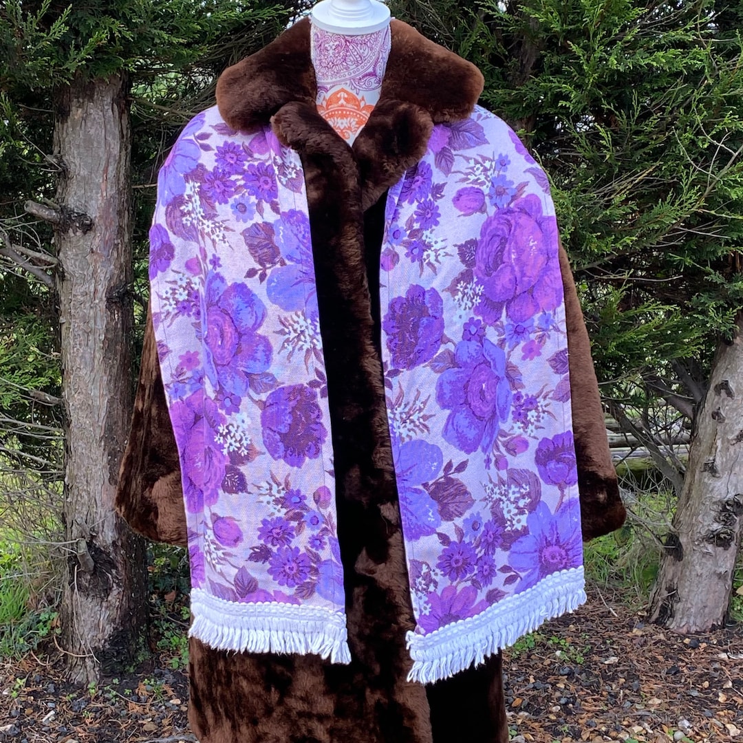 Vintage Neck Scarf Flower Power Scarf Purple and White Scarf Floral ...