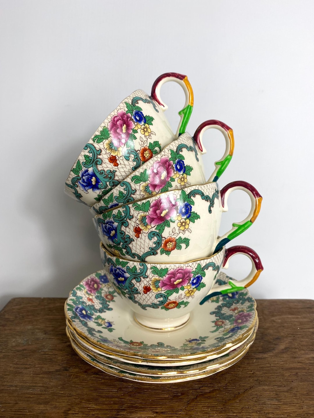 Vintage Tea Set - Royal Cauldon Victoria Tea Set - 4 Cups and Saucers ...