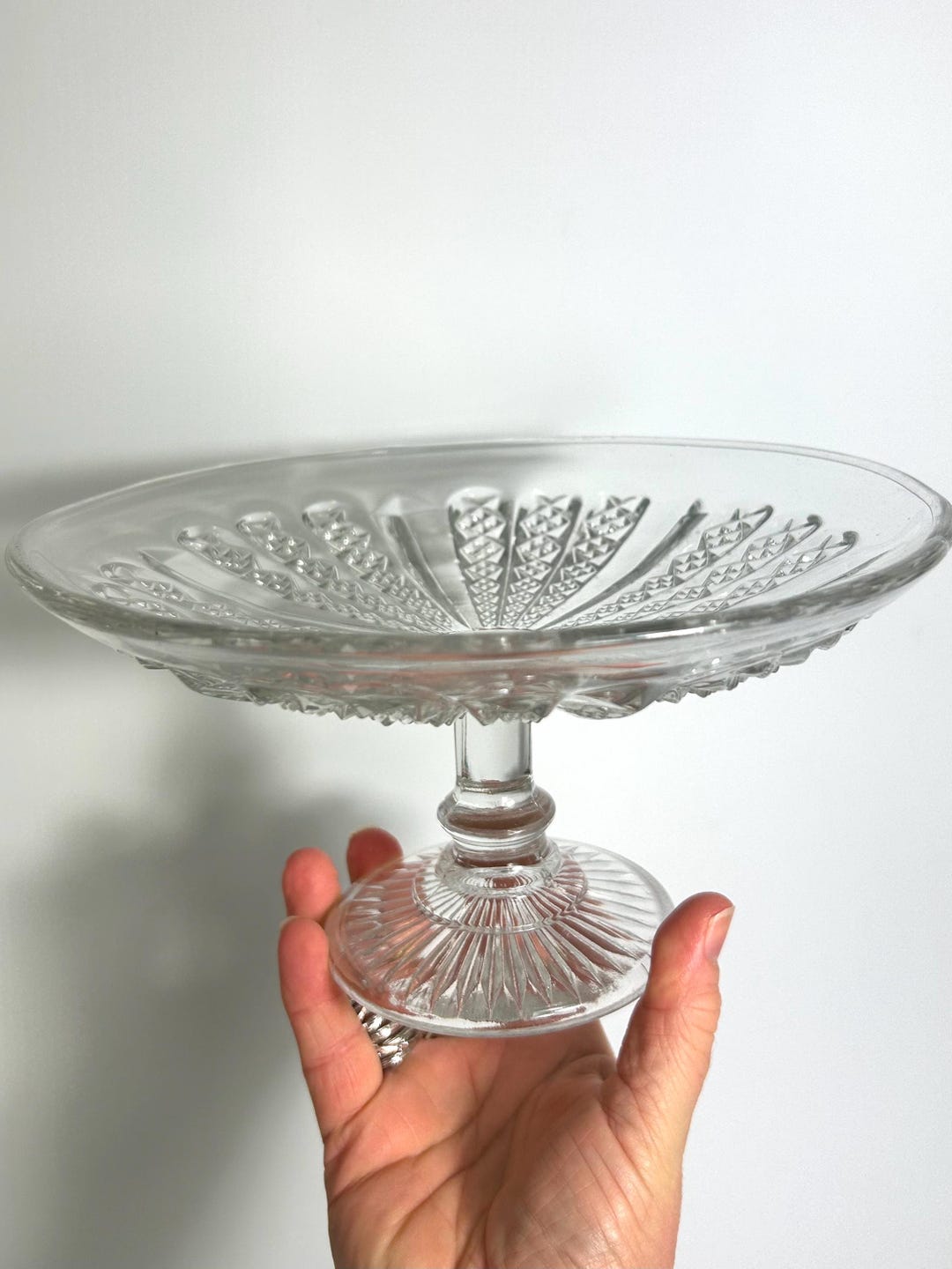 Vintage Glass Pedestal Cake Stand - Mid Century Cake Tray - Etsy