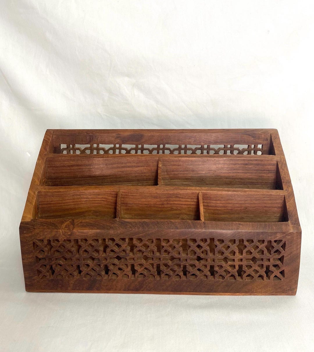 Vintage Wooden Letter Rack - Desk Tidy - Desk Storage Box - Ornate ...