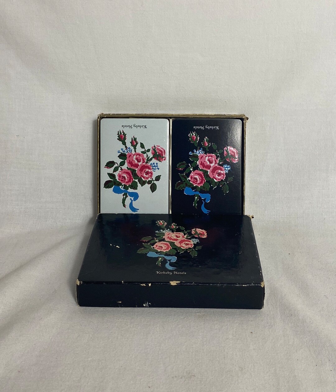 Vintage Playing Card Box 2 Sets of 1940s Playing Cards Floral Kirkeby ...