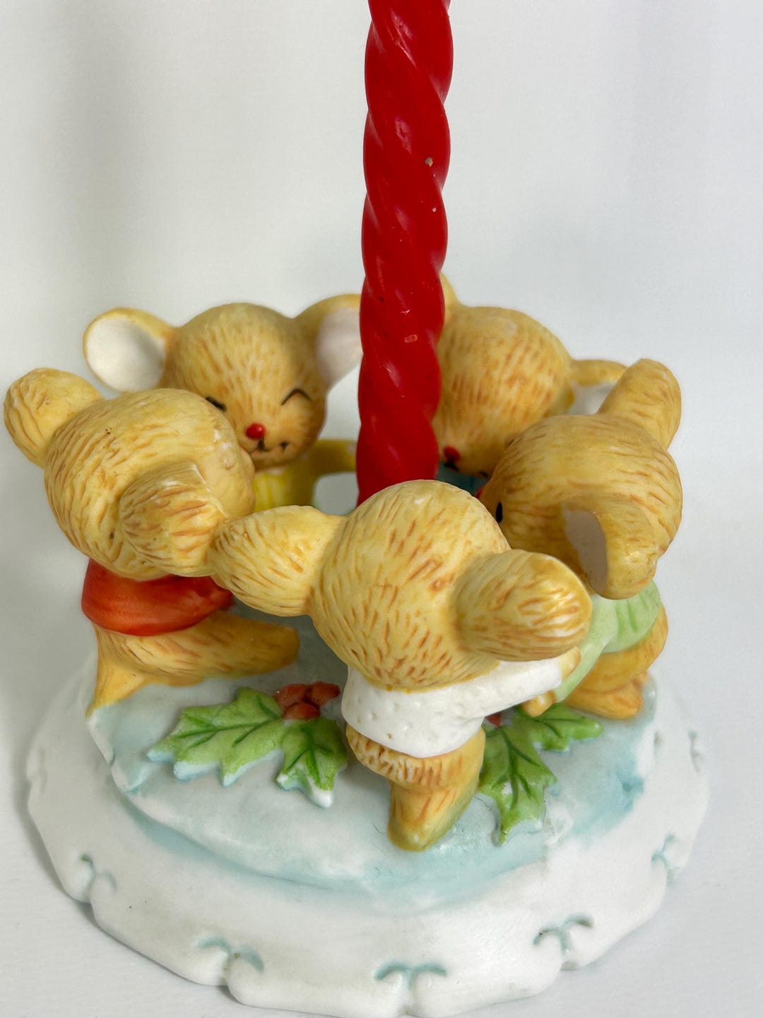 Vintage Christmas Mouse Candle Holder - Ceramic Mice Mini Candlestick 3 ...