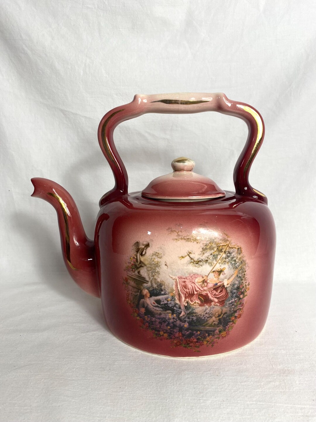 Large Vintage Teapot Decorative Teapot Ornament Ornamental Teapot Pink ...