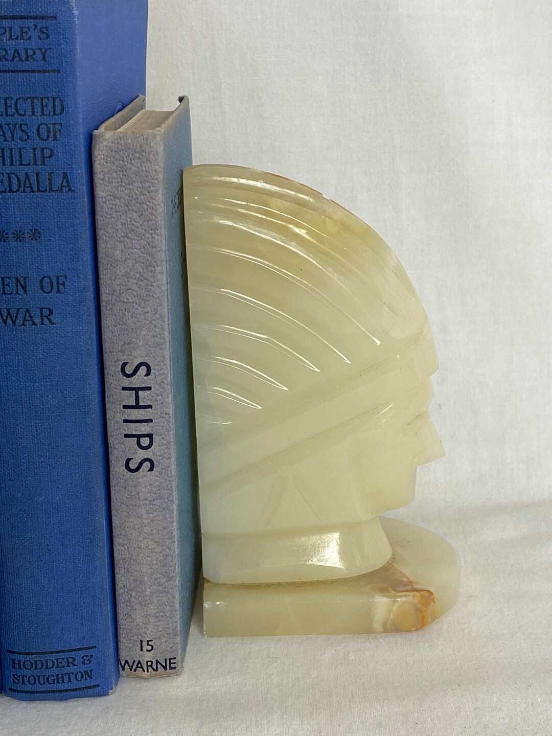 Vintage Bookend Marble Bookend Native American Indian Ornament Vintage ...