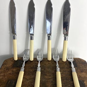 Vintage Fish Cutlery - Fish Knives and Forks - Chrome Plated - English ...