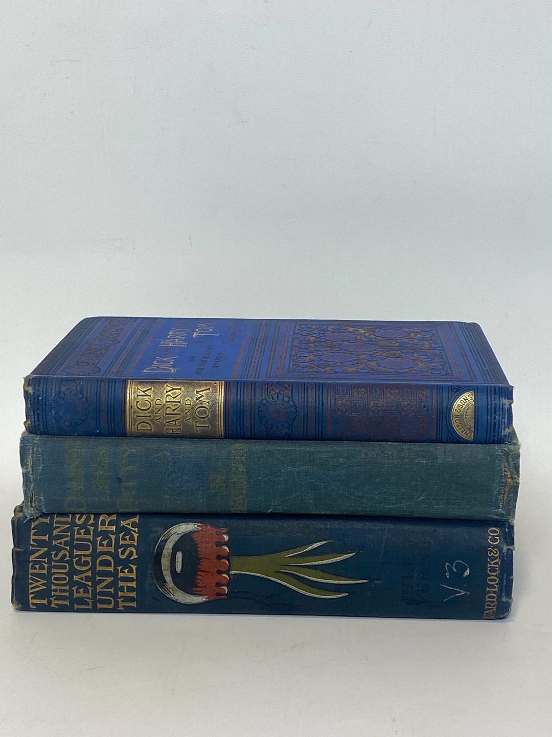 Antique Book Bundle - Old Books - Decorative Book Set - Prop - Display ...