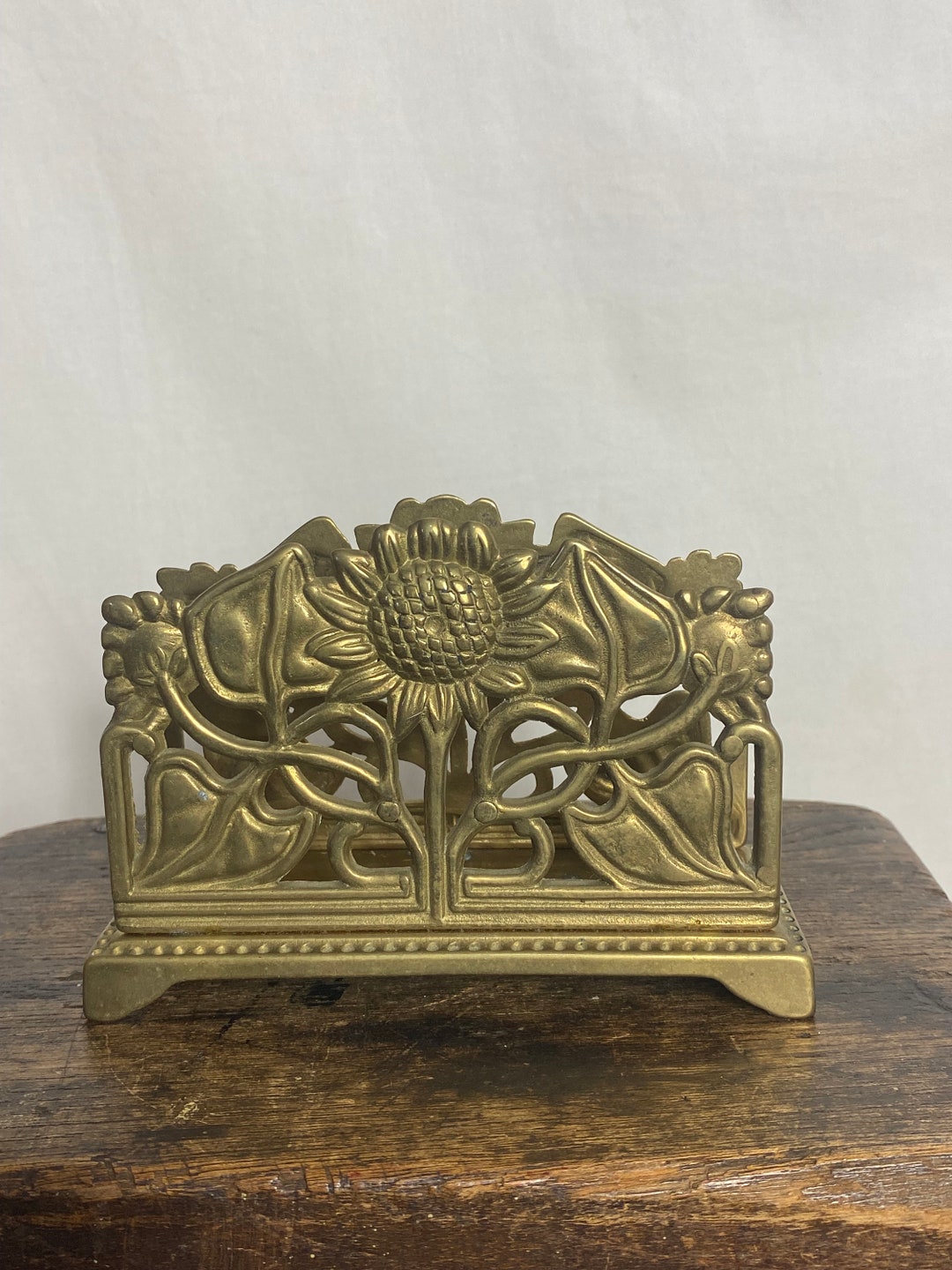 Vintage Brass Letter Rack Mid Century Brass Letter Rack Art Nouveau ...