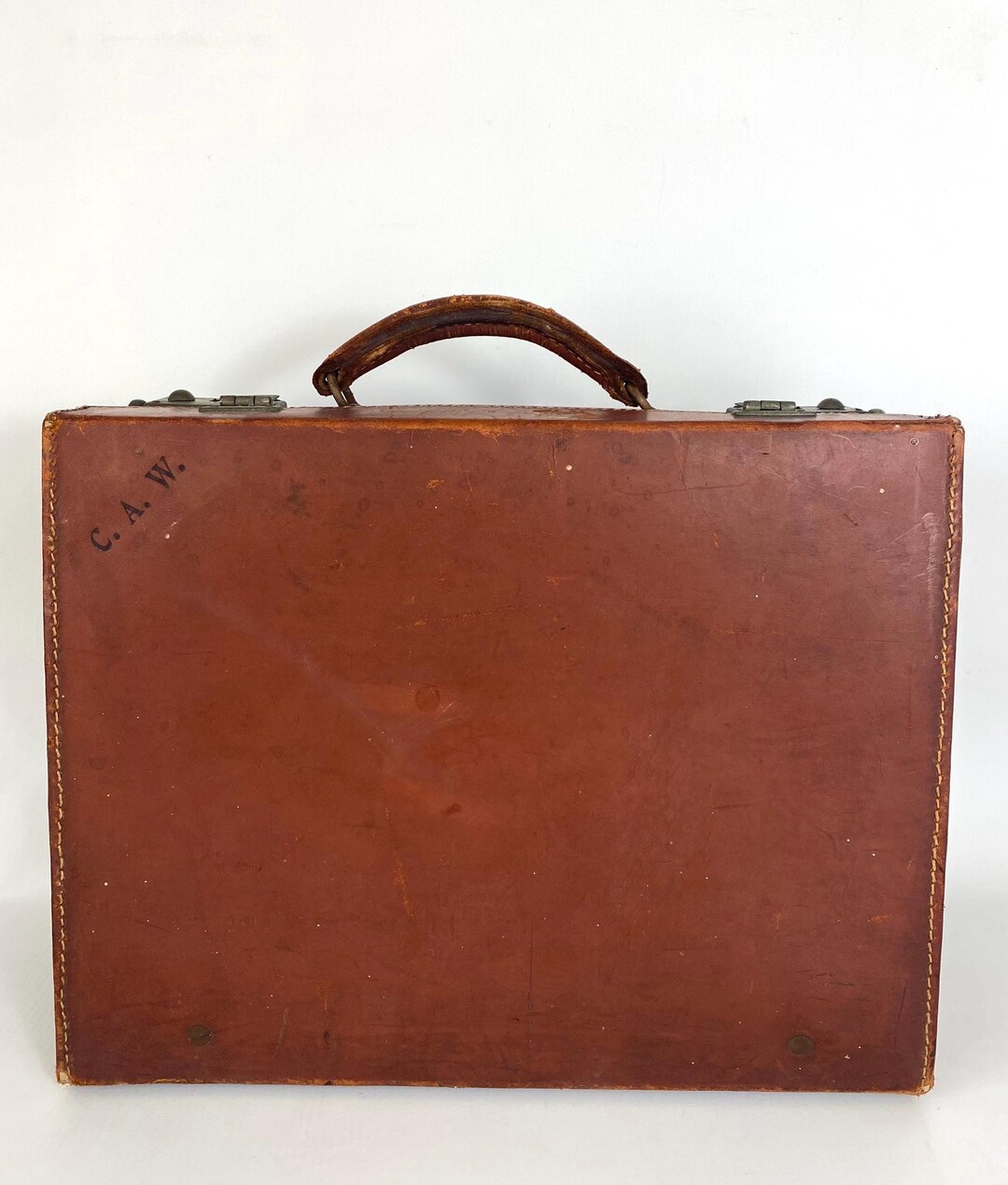 Small Vintage Suitcase - 1940s - Brown Leather - Internal Pocket ...
