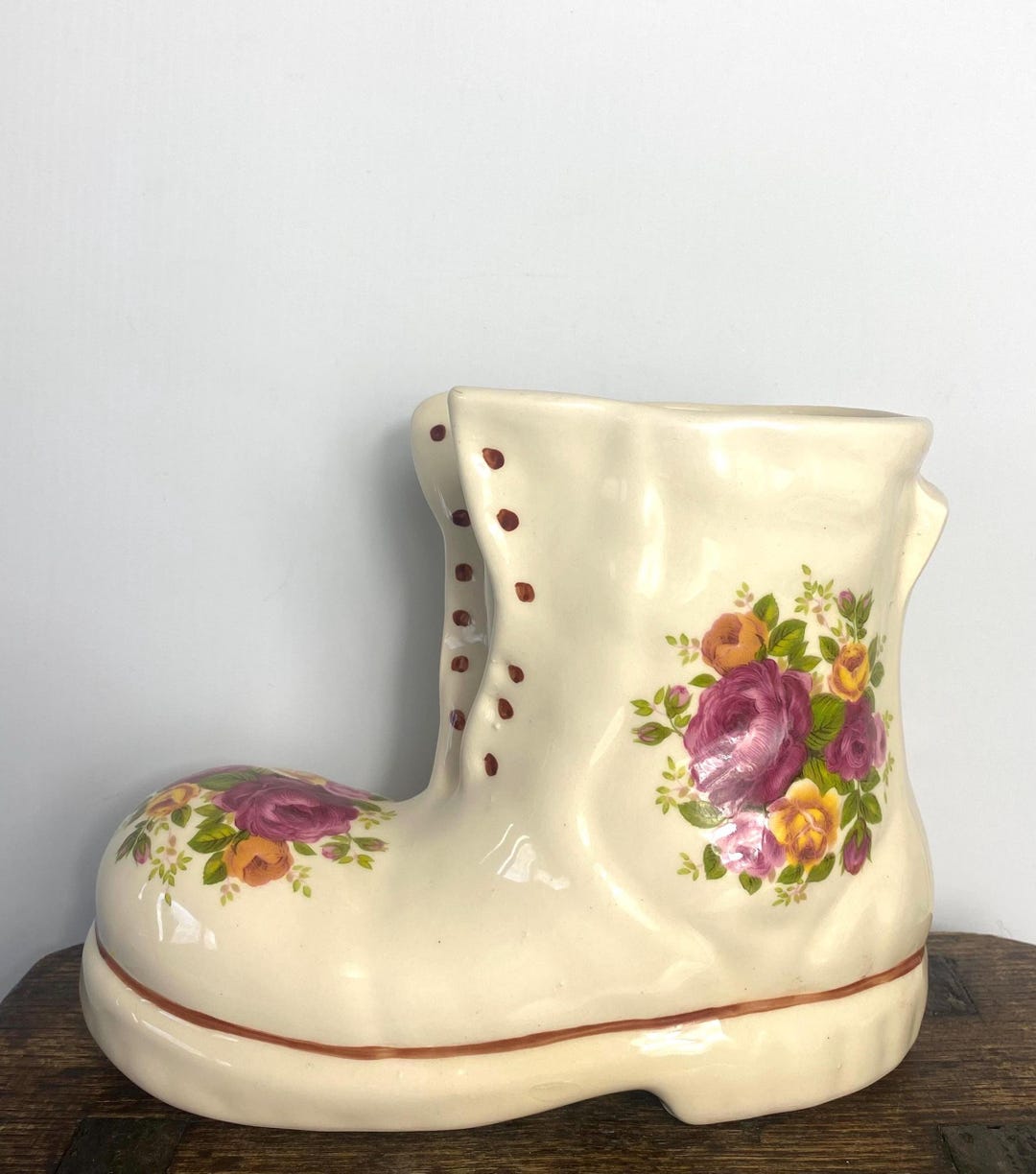 Vintage Planter - 1980s Ceramic Boot Planter/vase - Pottery Boot ...