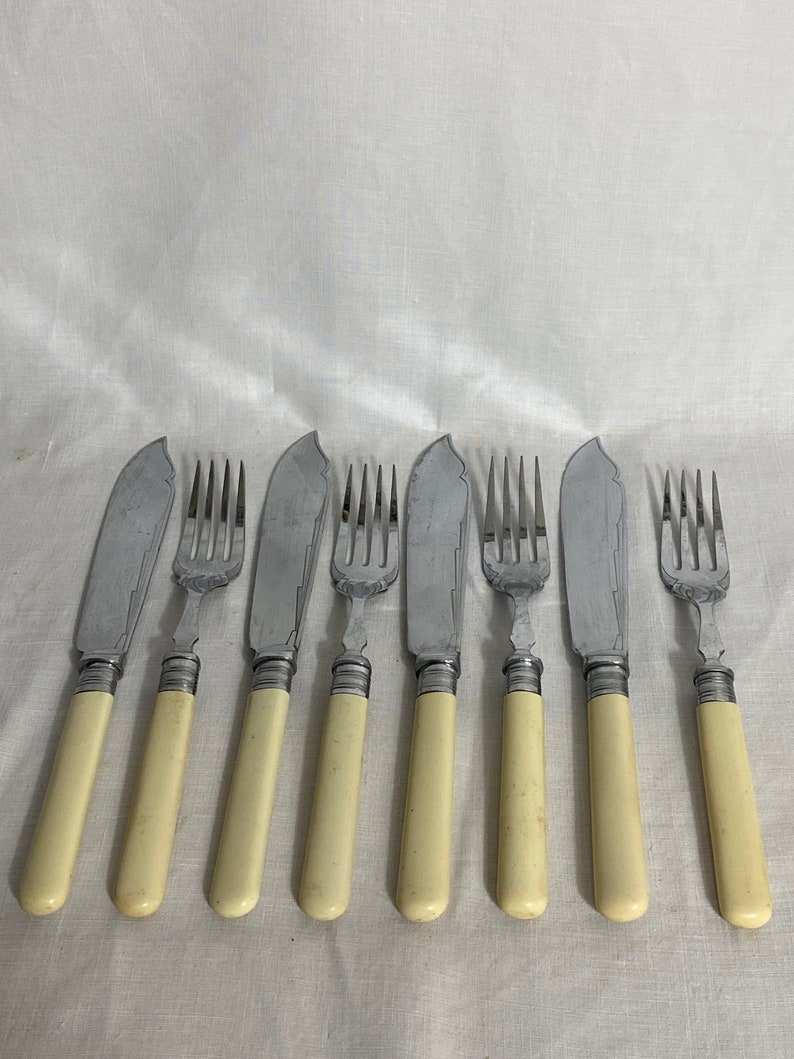 Vintage Fish Cutlery. Fish Knives and Forks. Chrome Plated. - Etsy