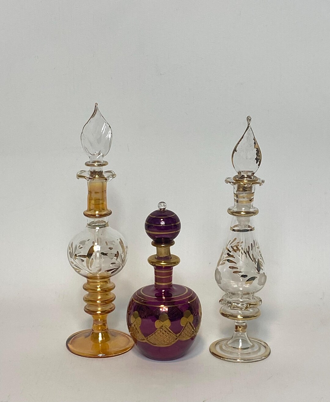 Vintage Perfume Bottles - Moroccan Glass Perfume Bottles - 3 Delicate ...