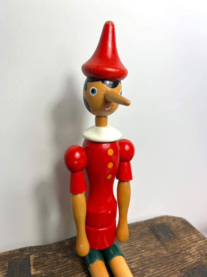 Vintage Italian Articulated Wooden Pinocchio Ornament - Etsy