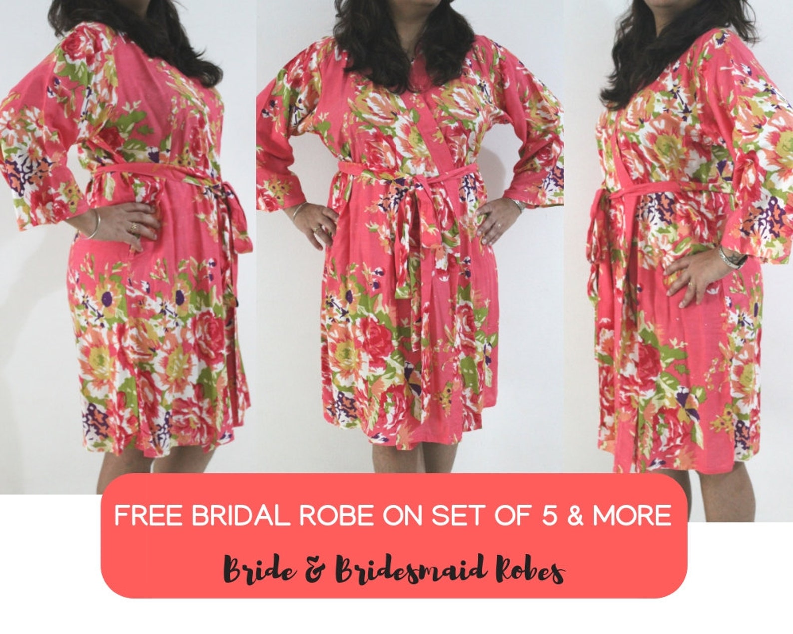 Bridesmaids Robes, Plus Size Bridesmaid Cotton Floral Robes, Plus Size ...
