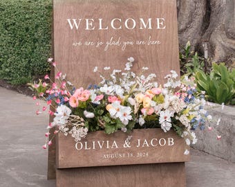 Custom Flower Box Welcome Sign for Events, Wedding Welcome Sign With ...