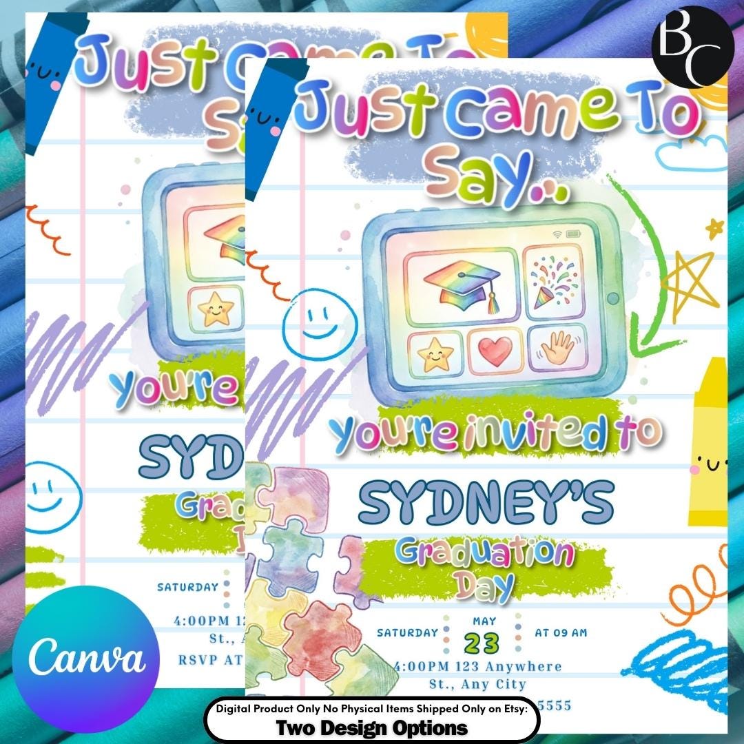 Autism Graduation Invitation Template | Kids Party, Canva Design, ACC ...