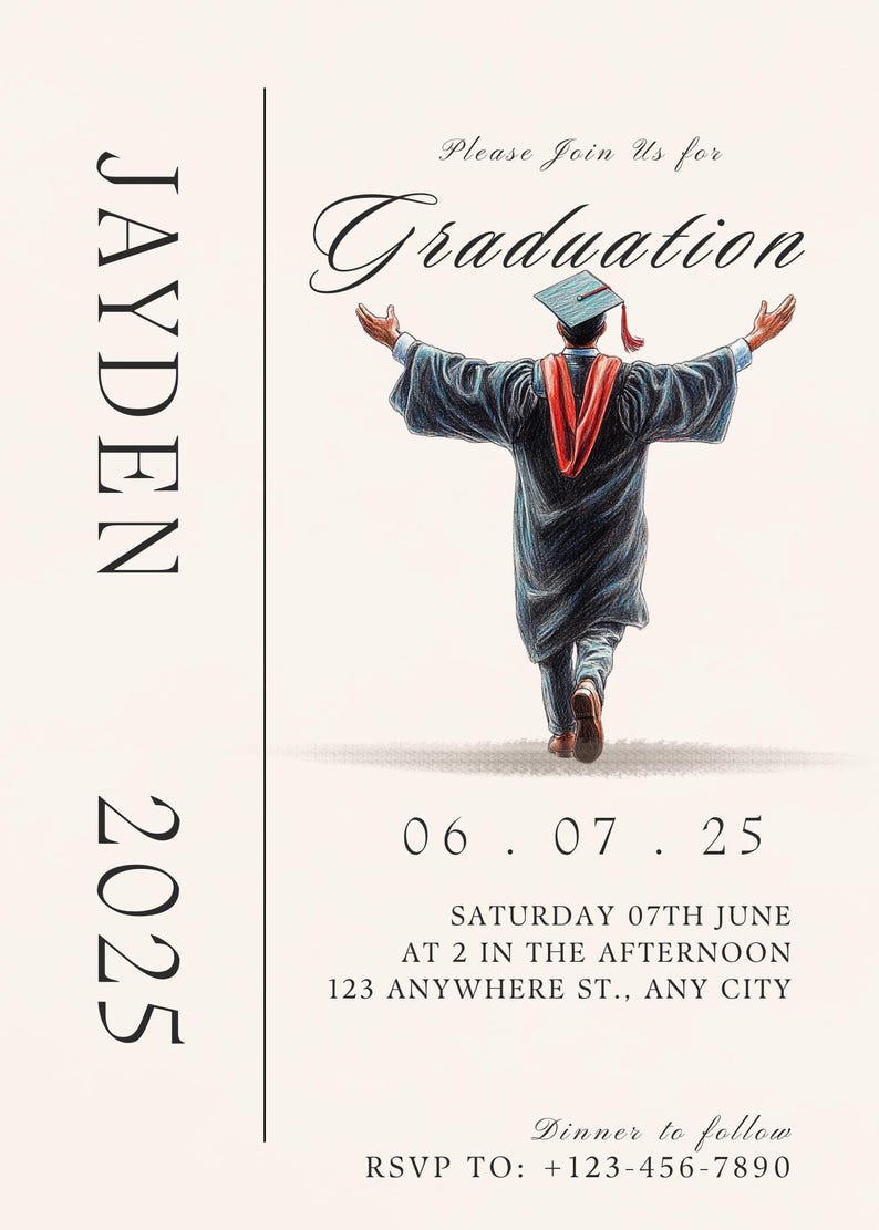 Graduation Party Invitation Template Editable Canva Graduation Invite ...