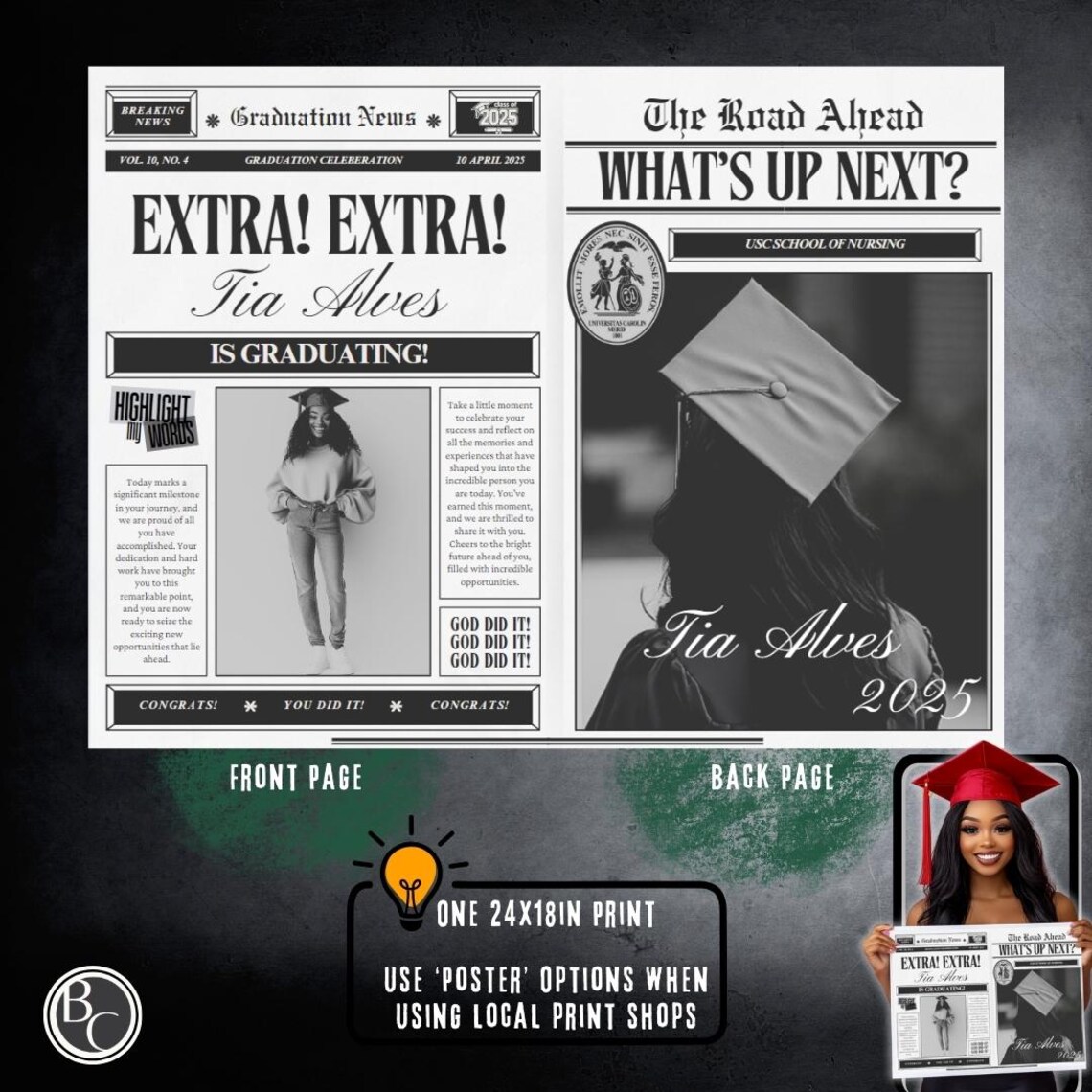 Canva Graduation Newspaper Template, Large Graduation Newspaper ...