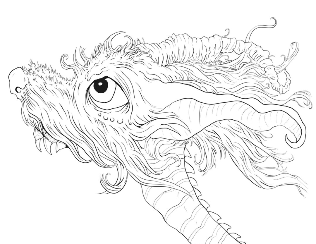 Coloring Page, Scruffy Critter - Printable Fantasy Creature Digital ...