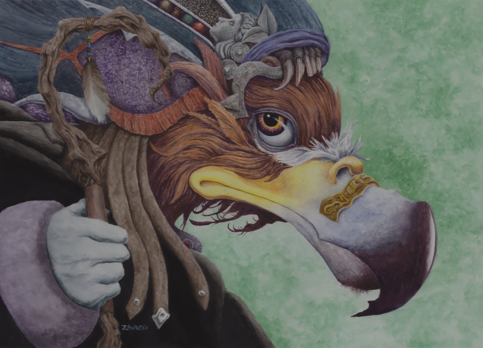 Shaman Bird Wizard, "seer" - Original Watercolor Fantasy Art 10x14 ...