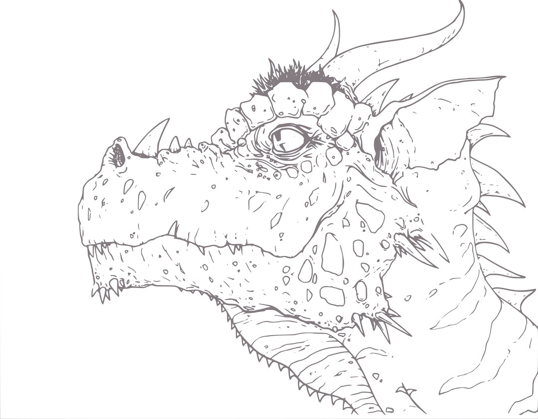 Printable Coloring Page Dragon Fantasy Art Digital Download Print - Etsy