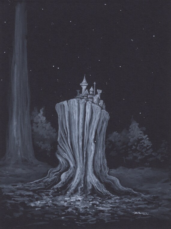 Holdfast Magical Fey Tree Stump Gouache Fantasy Painting | Etsy