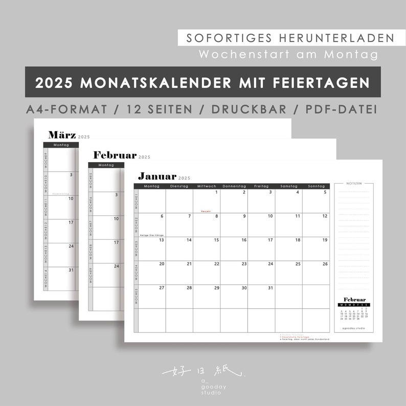 2022 Yearly Planner, A4 Size, Instant Download, Printable, PDF File ...