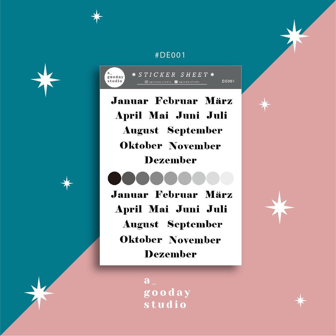 Sticker Sheet(german)-months of the Year Stickers, Bullet Journal ...