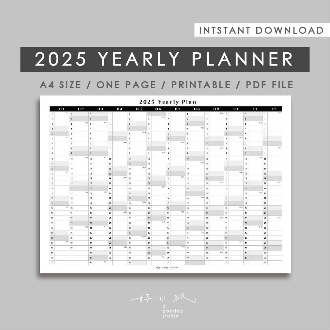 2022 Yearly Planner, A4 Size, Instant Download, Printable, PDF File ...