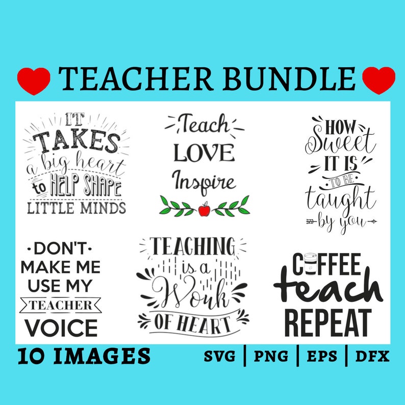 Teacher SVG Bundle Teacher Appreciation School SVG Bundle - Etsy