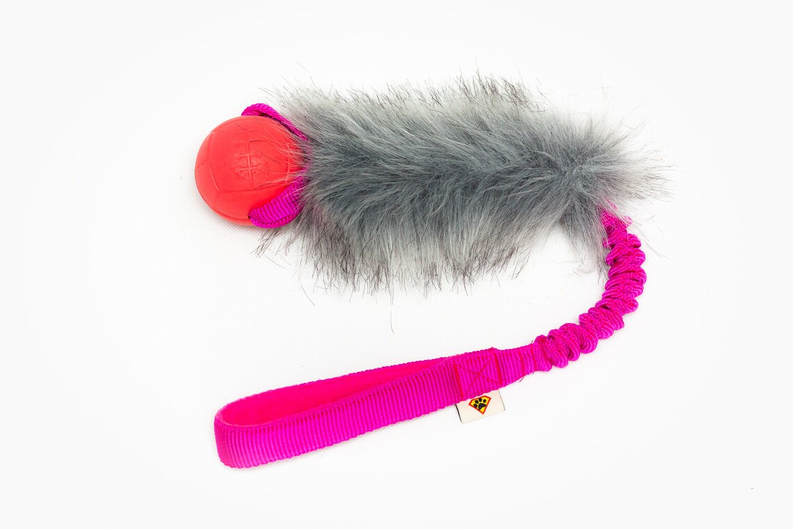 Faux Fur Dog Toy With Ball Dog Training Toy Bungee Toy - Etsy