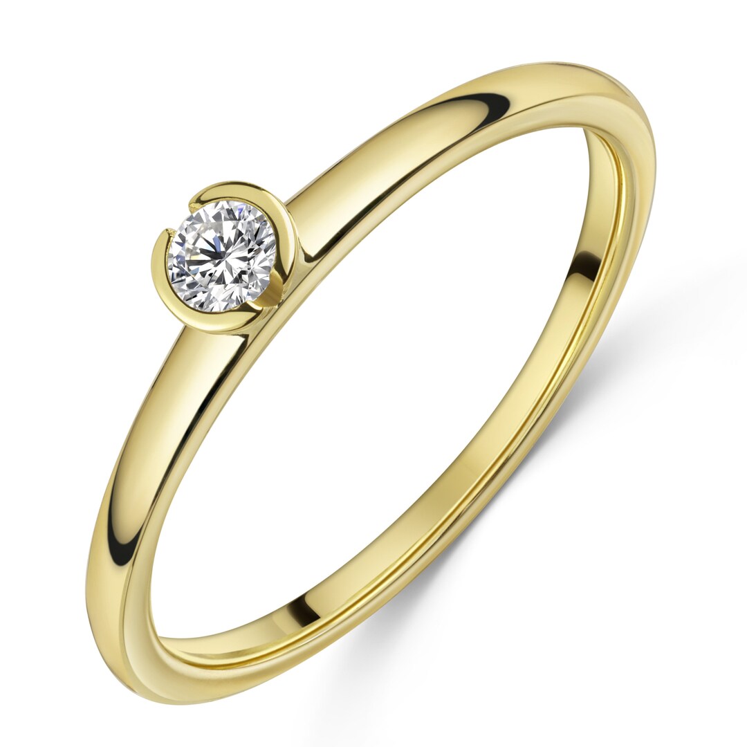 Solitaire Ring, Genuine 333 Gold (8 Karat), German Made, New - Etsy