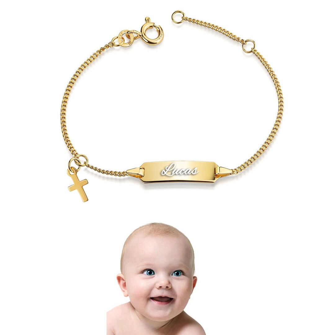 Children's Jewelry, Christening, Baby Name Bracelet, Curb Chain With ...