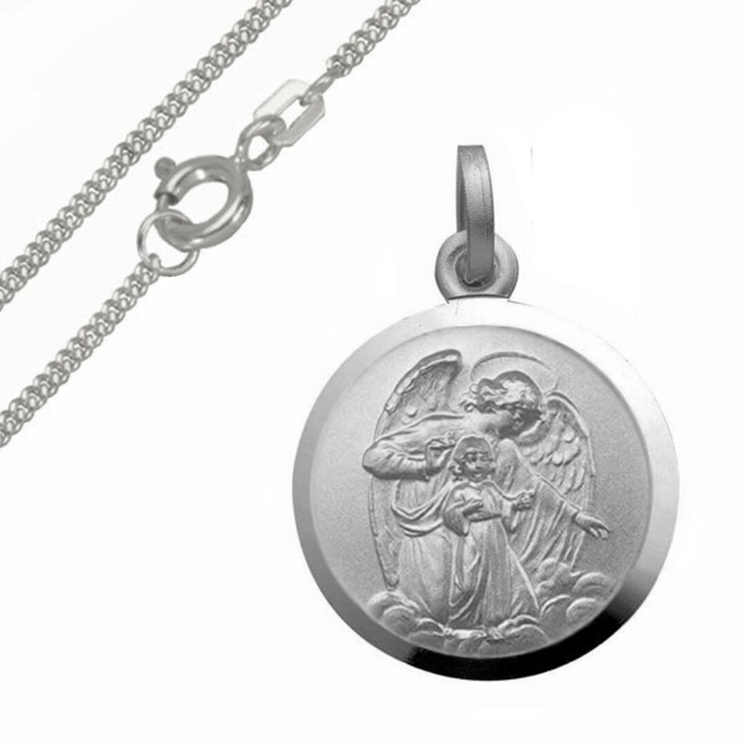 Guardian Angel Pendant, 18 Mm, With Curb Chain, 925 Sterling Silver ...