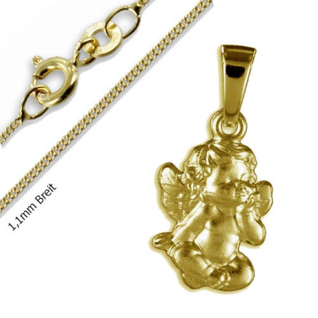 Pendant Guardian Angel With Armored Chain ,real Gold 3338 Carat made in ...